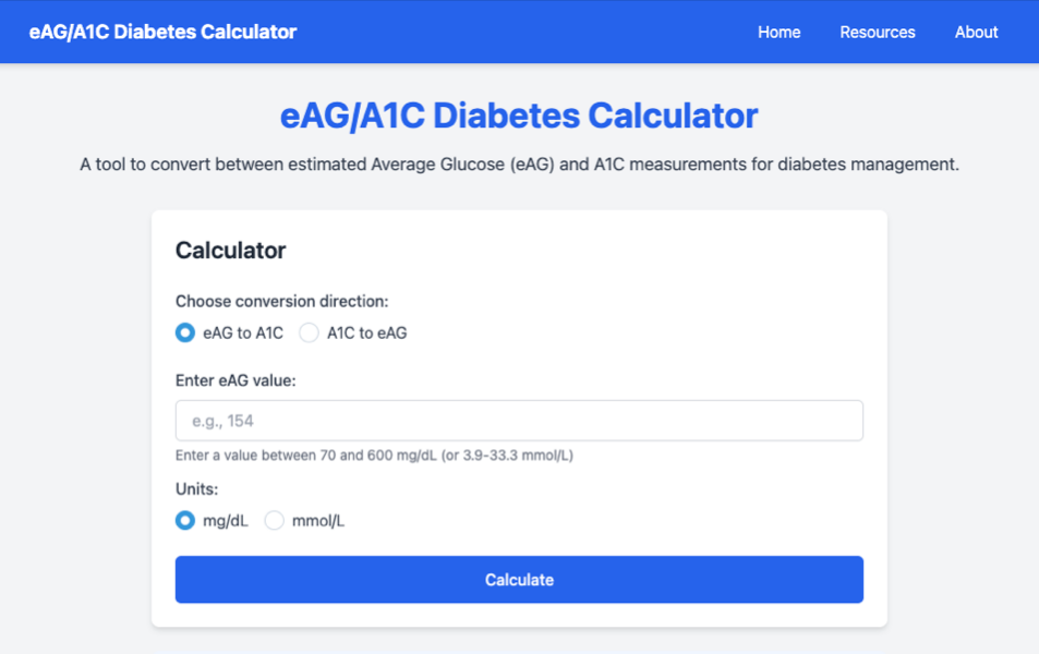 A1C to eAG Calculator | Free Diabetes Blood Glucose Converter